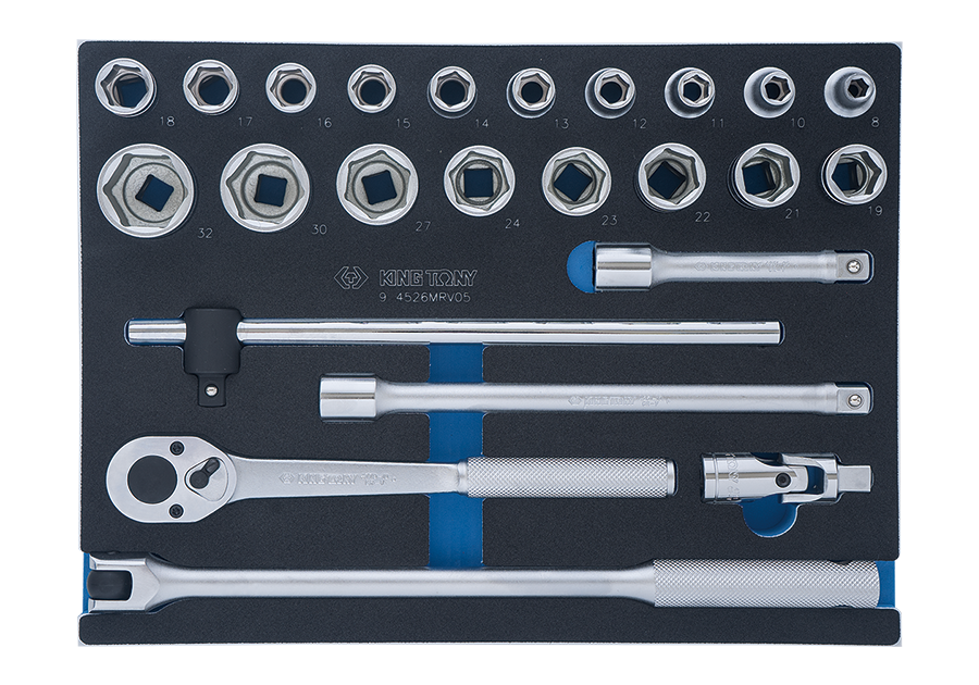 24 PC. 1/2″ DR. 6 Point Socket Set for Trolley (EVA FOAM) – King Tony Egypt